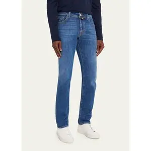 JACOB COHЁN Slim Straight-leg Medium-wash Denim Jeans