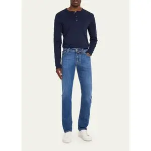 JACOB COHЁN Slim Straight-leg Medium-wash Denim Jeans