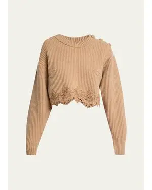 Chloé Wool-cashmere Lace Trim Pullover