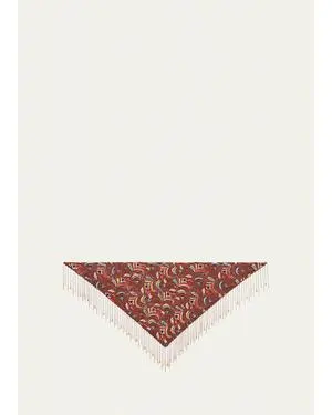 Etro Embroidered Lace Beaded Foulard