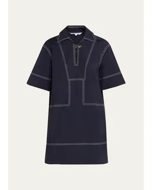 Veronica Beard Phelix Cotton Poplin Mini Tunic Dress