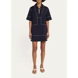 Veronica Beard Phelix Cotton Poplin Mini Tunic Dress