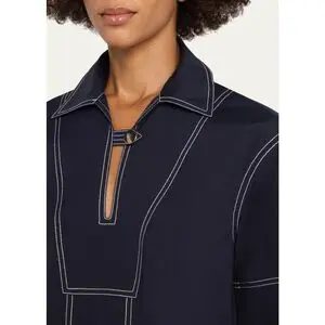 Veronica Beard Phelix Cotton Poplin Mini Tunic Dress
