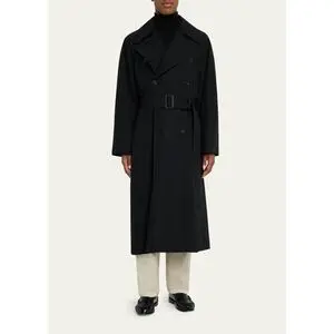 Saint Laurent Grain De Poudre Belted Trench Coat