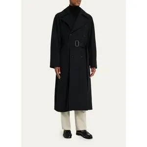 Saint Laurent Grain De Poudre Belted Trench Coat