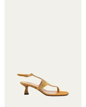 NODALETO Dona Nova Embellished Suede Kitten-heel Sandals - Orange