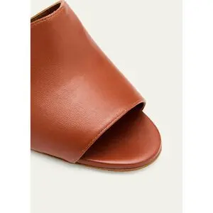 Manolo Blahnik 70mm Rapallabar Leather Mules - Medium Brown