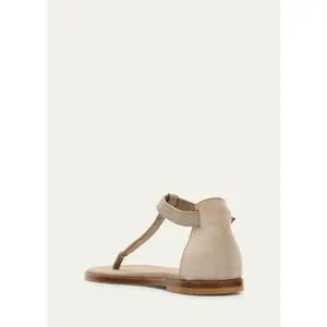 Brunello Cucinelli Suede Monili Sandals