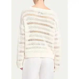 TWP Wide-neck Open Stitch Sweater - Ivory