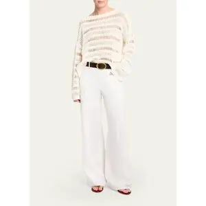 TWP Wide-neck Open Stitch Sweater - Ivory