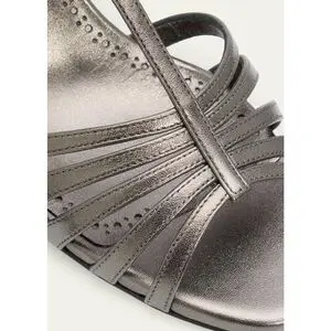 Manolo Blahnik 90mm Fulconpla Metallic Leather Caged Sandals - Silver