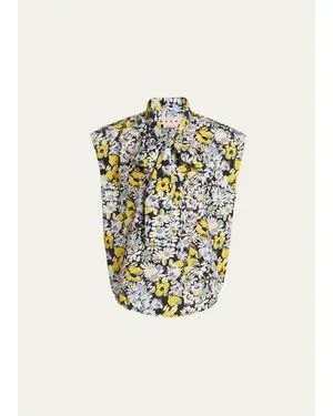 Marni Floral Tie-neck Blouse - Maize