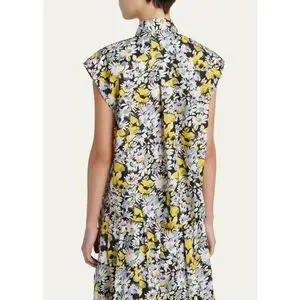 Marni Floral Tie-neck Blouse