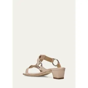 Manolo Blahnik Mionamu Leather T-bar Slide Sandals
