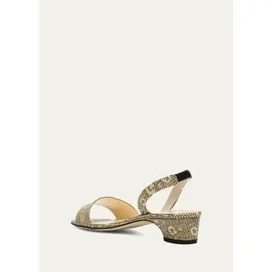 Manolo Blahnik 30mm Patobarnu Lizard-print Leather Slingback Sandals - Lizard Print