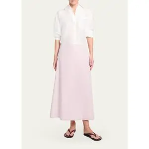 TWP Striped Cotton A-line Skirt