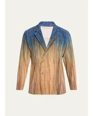 Issey Miyake Paintbrush Agate-print Pleated Single-breasted Blazer - Brown