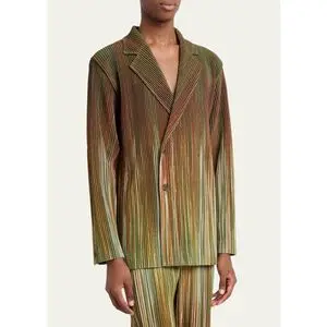Issey Miyake Paintbrush Agate-print Pleated Single-breasted Blazer