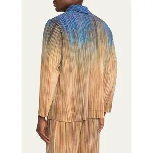 Issey Miyake Paintbrush Agate-print Pleated Single-breasted Blazer