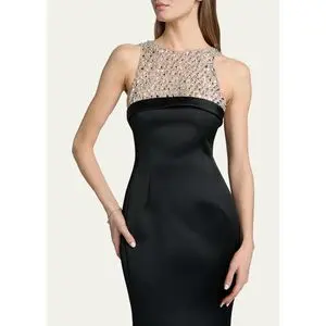 Prabal Gurung Hunter Crystal And Satin Halter Trumpet Gown