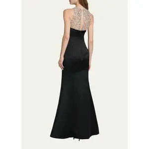 Prabal Gurung Hunter Crystal And Satin Halter Trumpet Gown