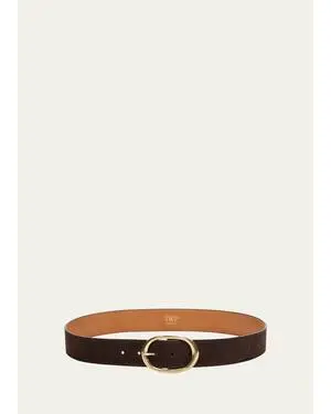 TWP Nubuck Leather Wide Belt - Chocolate