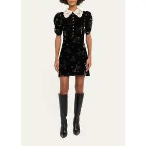 Sea Leda Floral Burnout Velvet Mini Dress