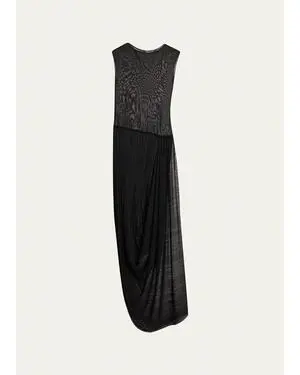 Balmain Flechage Semi-sheer Draped Dress