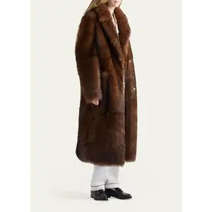 Prada Single-breasted Lamb Shearling Long Coat