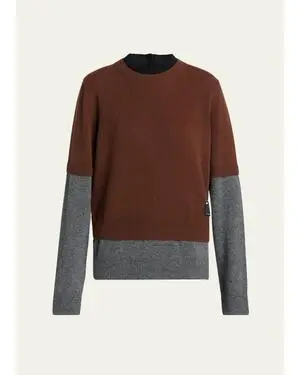 Marni Double-layered Cashmere Sweater - Brown Multi