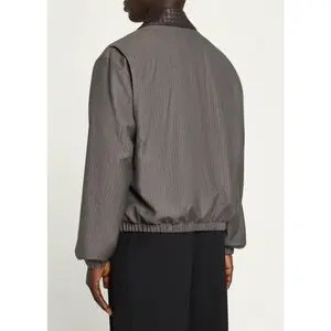 Bottega Veneta Shadow Stripe Intrecciato Leather-collar Jacket