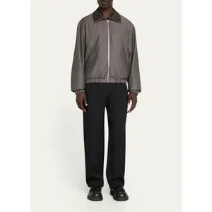 Bottega Veneta Shadow Stripe Intrecciato Leather-collar Jacket