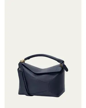 Loewe Puzzle Edge Top-handle Bag In Leather Deep Navy