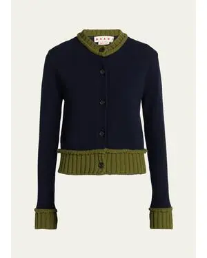 Marni Wool-blend Contrast-trim Cardigan