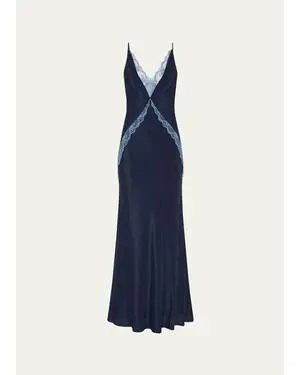 SIR. Elsie Lace V-neck Gown - Navy