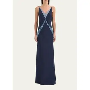SIR. Elsie Lace V-neck Gown - Navy