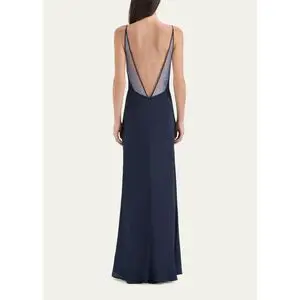 SIR. Elsie Lace V-neck Gown - Navy