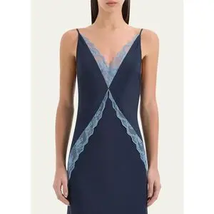 SIR. Elsie Lace V-neck Gown - Navy