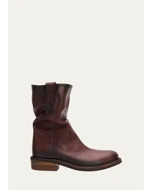 Miu Miu Foule Leather Mid-calf Boots