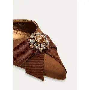 Manolo Blahnik 70mm Apidosa Embellished Satin Bow Pumps - Medium Brown