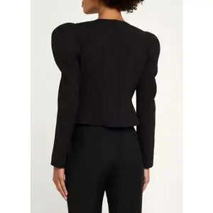 Carolina Herrera Puff-sleeve Calla Lily Single-breasted Fitted Jacket