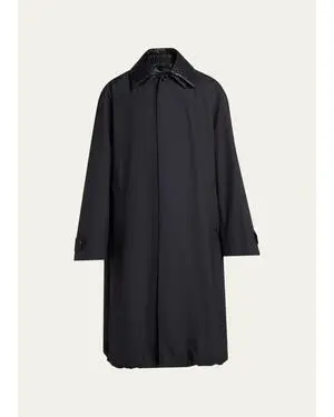 Bottega Veneta Leather Intrecciato-collar Overcoat