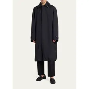 Bottega Veneta Leather Intrecciato-collar Overcoat