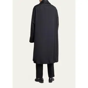Bottega Veneta Leather Intrecciato-collar Overcoat