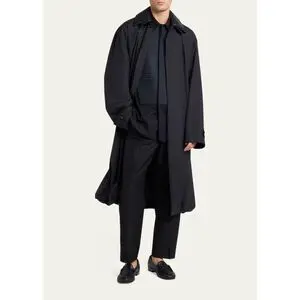 Bottega Veneta Leather Intrecciato-collar Overcoat
