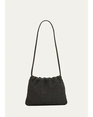 Brunello Cucinelli 3d Monili Net Embroidered Pochette Bag In Riding Leather