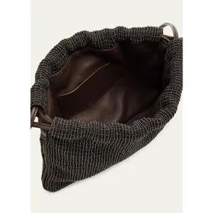 Brunello Cucinelli 3d Monili Net Embroidered Pochette Bag In Riding Leather