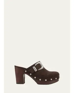 Veronica Beard Larken 95mm Suede Clogs