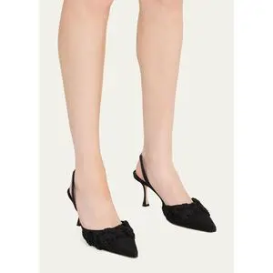 Manolo Blahnik 70mm Svemutasli Gala Floral Slingback Pumps