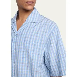 Bottega Veneta Cotton And Silk Textured Plaid Short-sleeve Shirt